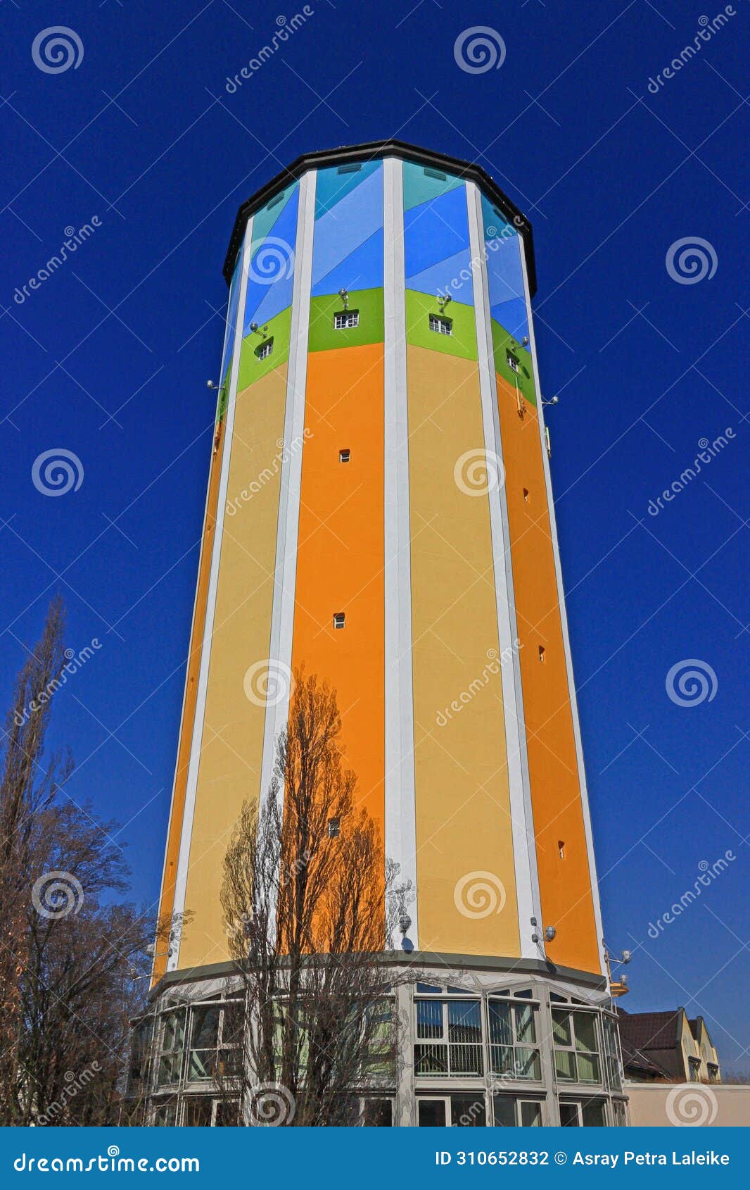 A Colorful Water Tower, Reworked with Photoshop Stock Photo - Image of ...