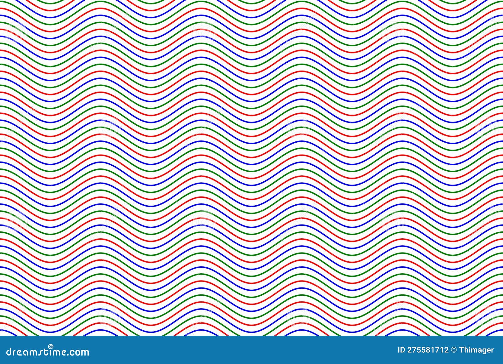 Colorful Water Wave Lines Seamless Pattern on White Background Vector ...