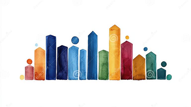 Colorful Watercolor Bar Chart Representing Data Visualization and ...