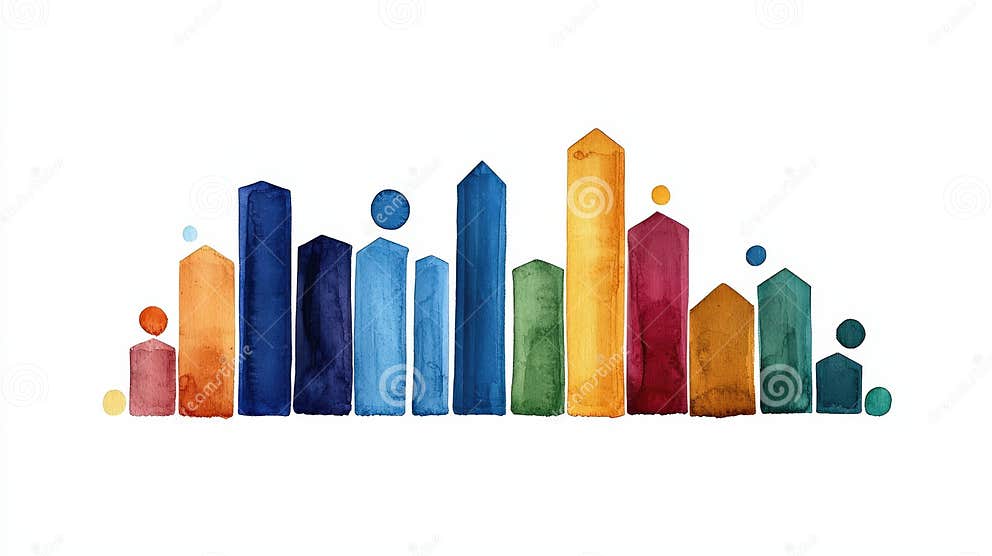 Colorful Watercolor Bar Chart Representing Data Visualization and ...