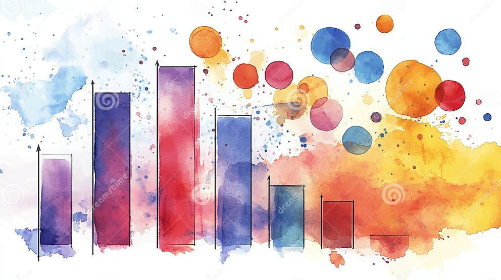 Colorful Watercolor Bar Graph with Abstract Circles, Perfect for ...