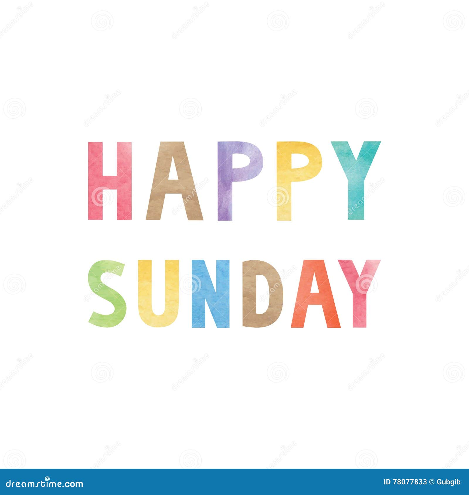 Colorful Watercolor on Happy Sunday Text Stock Vector - Illustration of ...