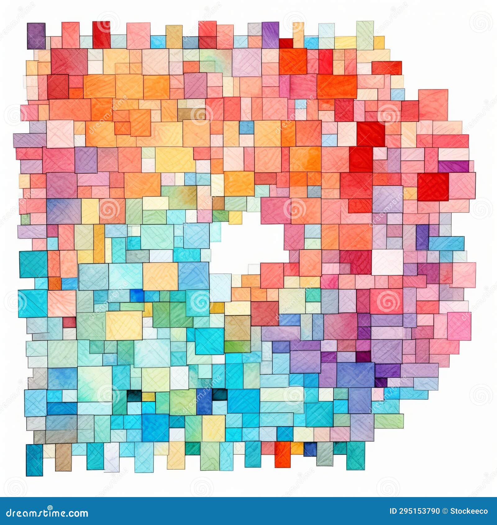 Colorful Watercolor Mixed Media Grid on White Background Stock ...