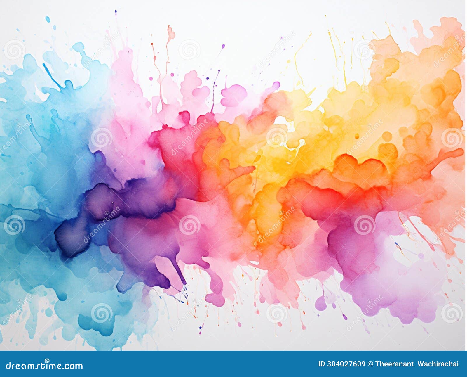 Colorful Watercolor Splashes of Mixed Colors Stock Illustration ...