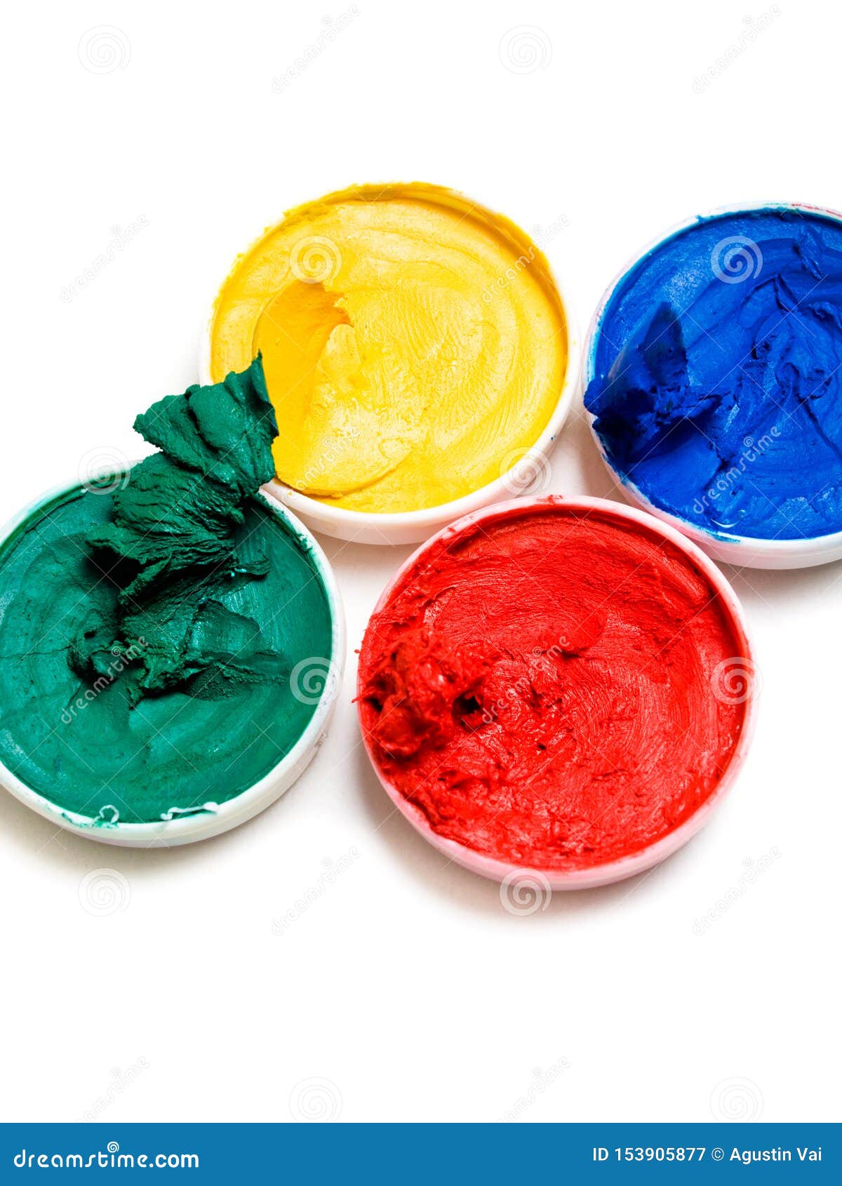 Colorful Watercolors in Small Containers Stock Image - Image of blue ...