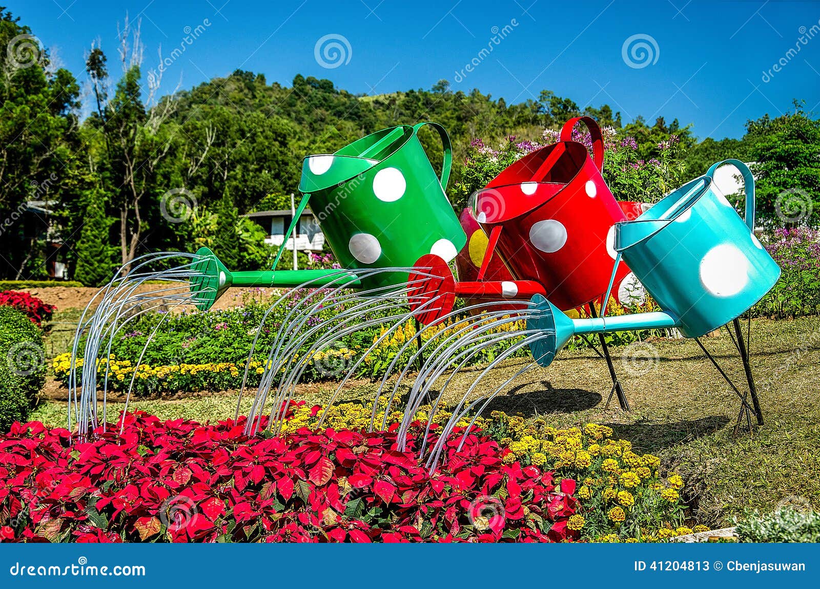 Colorful of watering can stock image. Image of color - 41204813