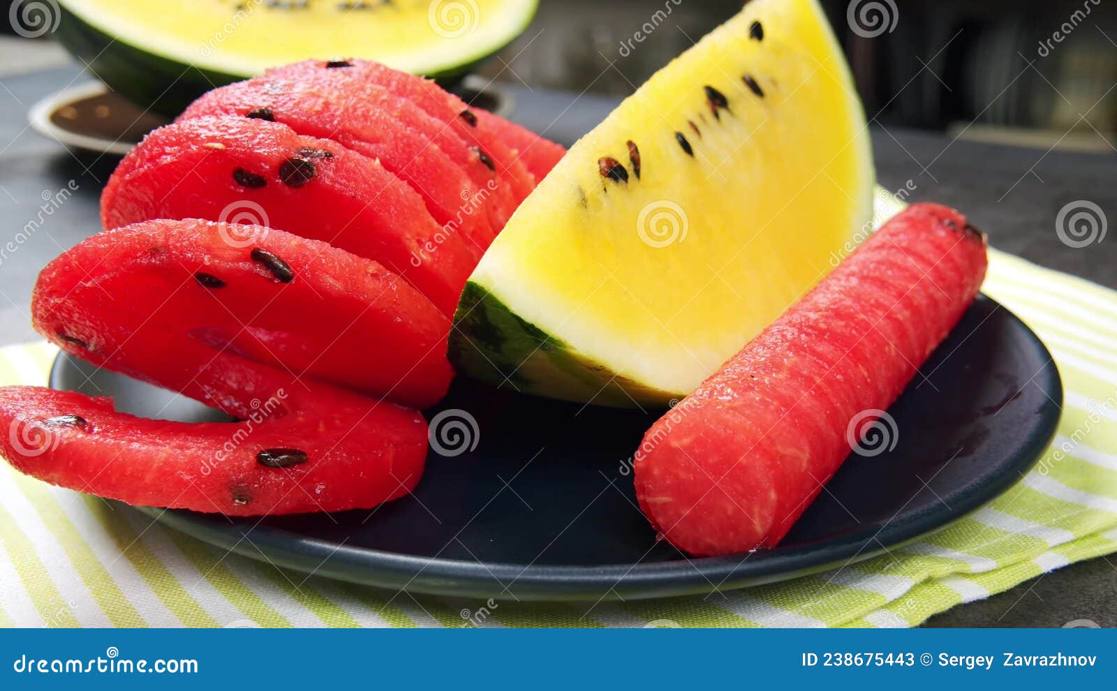 Colorful Watermelon is Cut into Spirals and Roundels with a Slice of ...