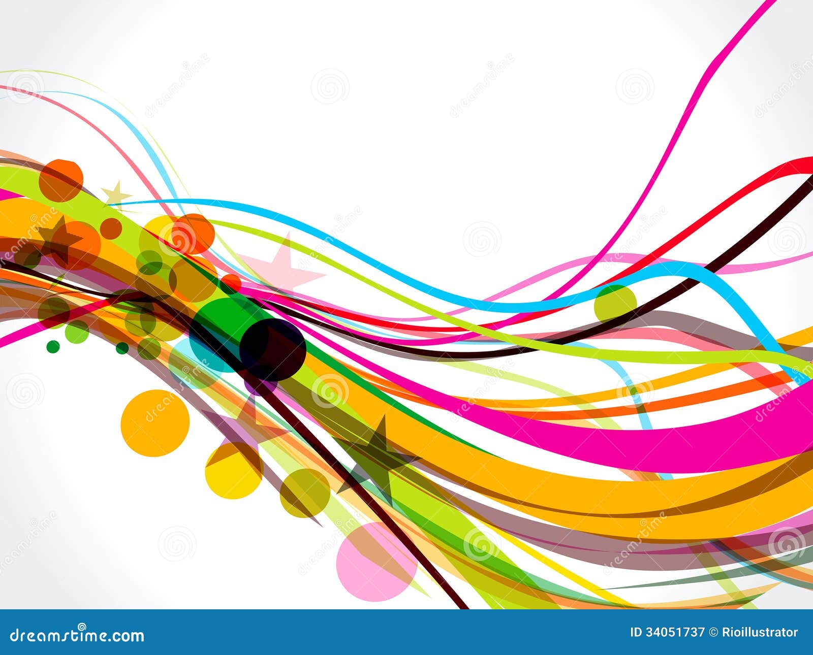 Colorful Wave Background with Star Stock Illustration - Illustration of ...