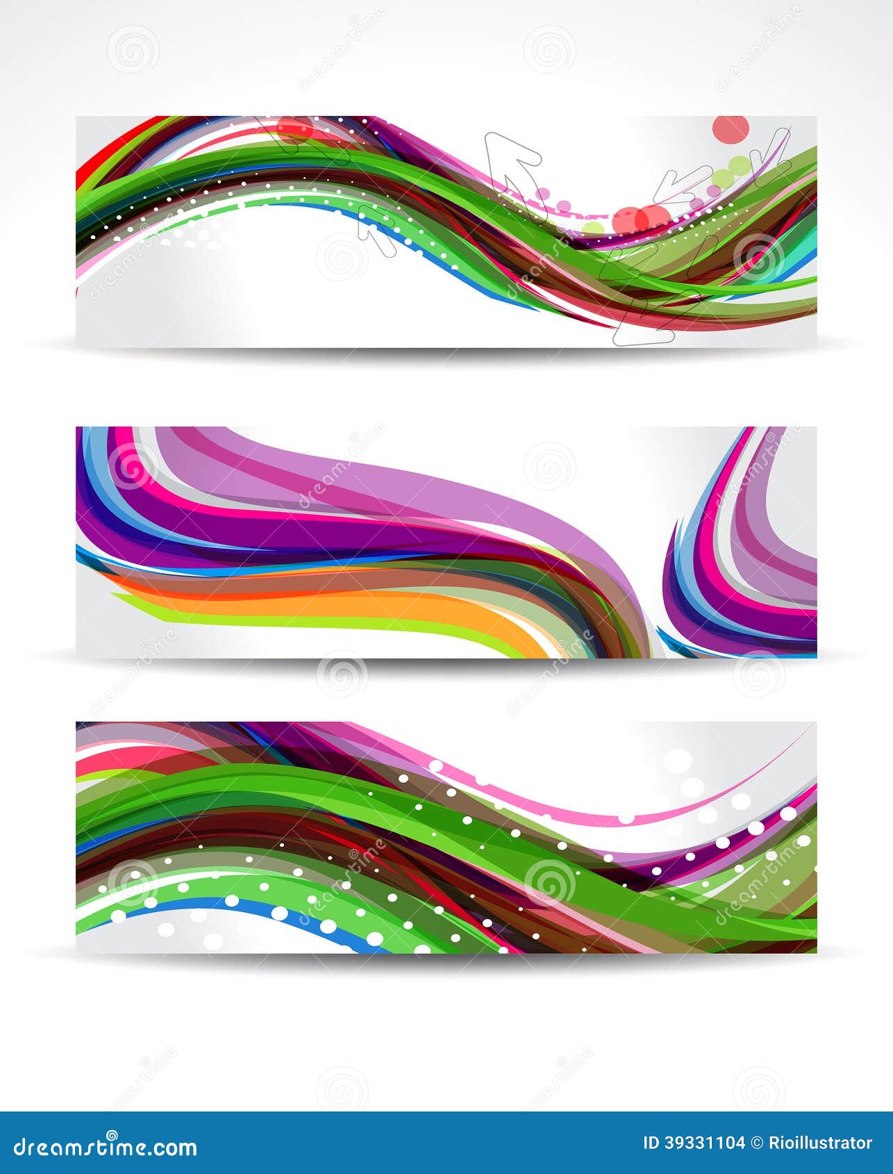 Colorful Wave Banner Set stock vector. Illustration of lined - 39331104