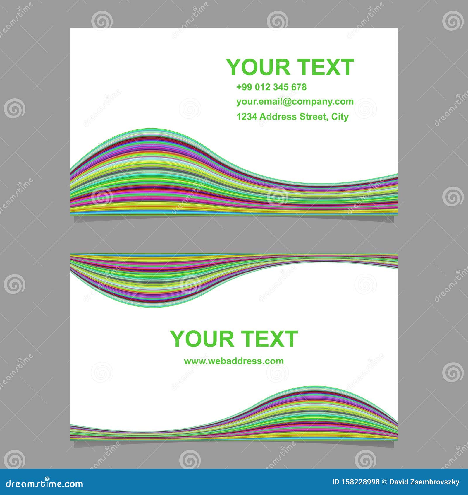 Colorful Wave Design Business Card Template Set Stock Vector ...