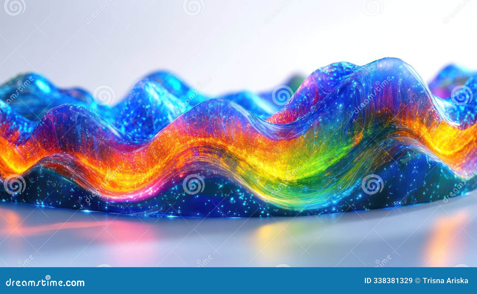 A Colorful, Wave-like Structure with a Sparkling, Iridescent Surface ...