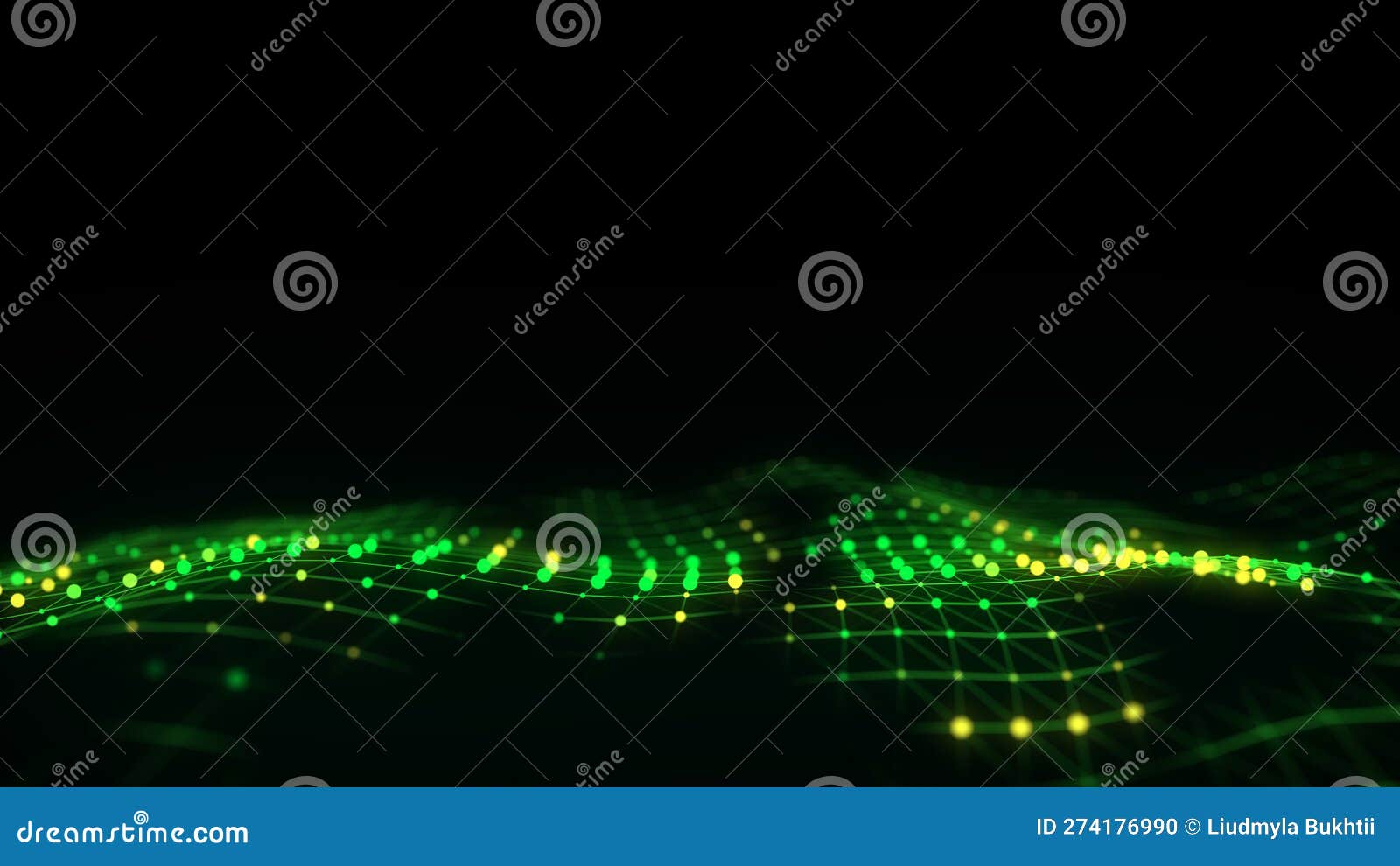 Colorful Wave with Motion Dots and Lines. Abstract Digital Background ...