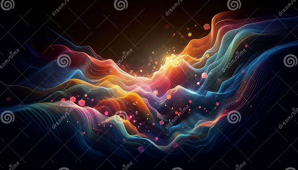Colorful Wave Patterns with Light Effects Stock Illustration ...