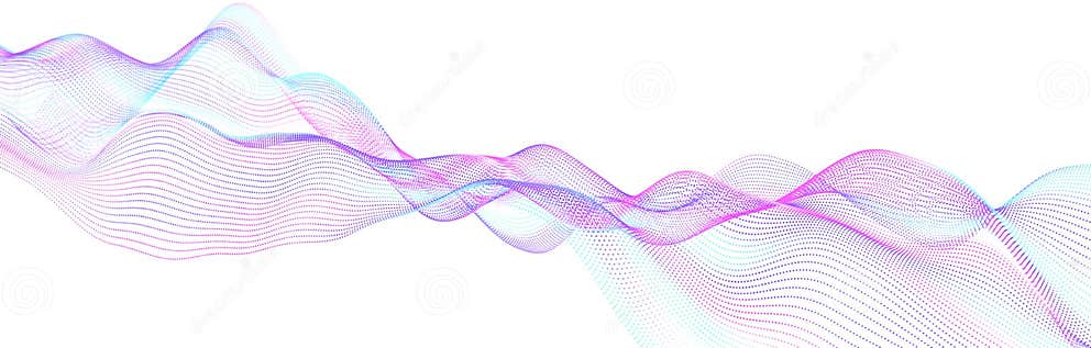 Colorful Wave of Streaming Particles on a White Background. Abstract ...