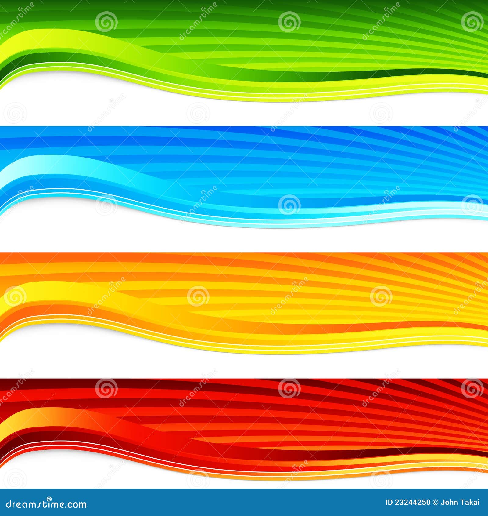 Colorful Wave Sunrise Banner Set Stock Vector - Illustration of drop ...