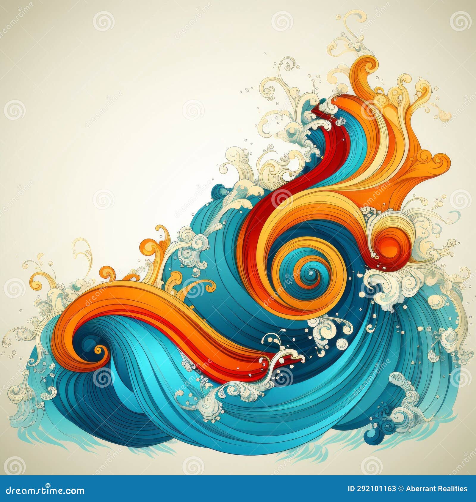 A Colorful Wave with Swirls and Swirls on a Beige Background Stock ...