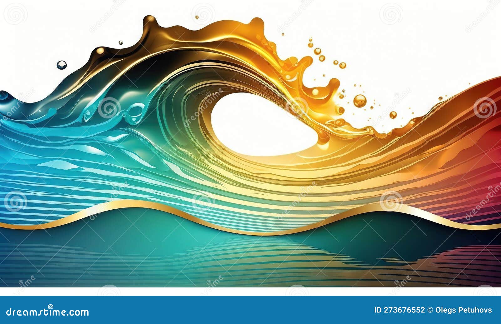 A Colorful Wave of Water with a Splash of Water on Top Stock ...
