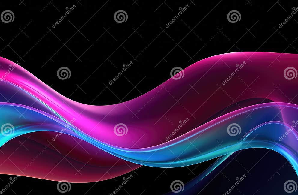 A Colorful Waves on a Black Background Stock Illustration ...