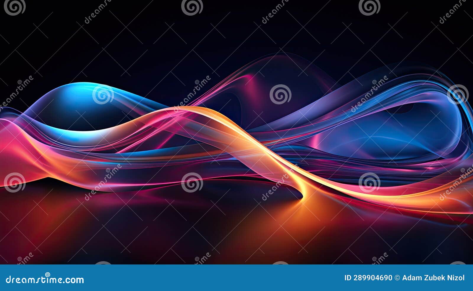 A Colorful Waves on a Black Background Stock Illustration ...