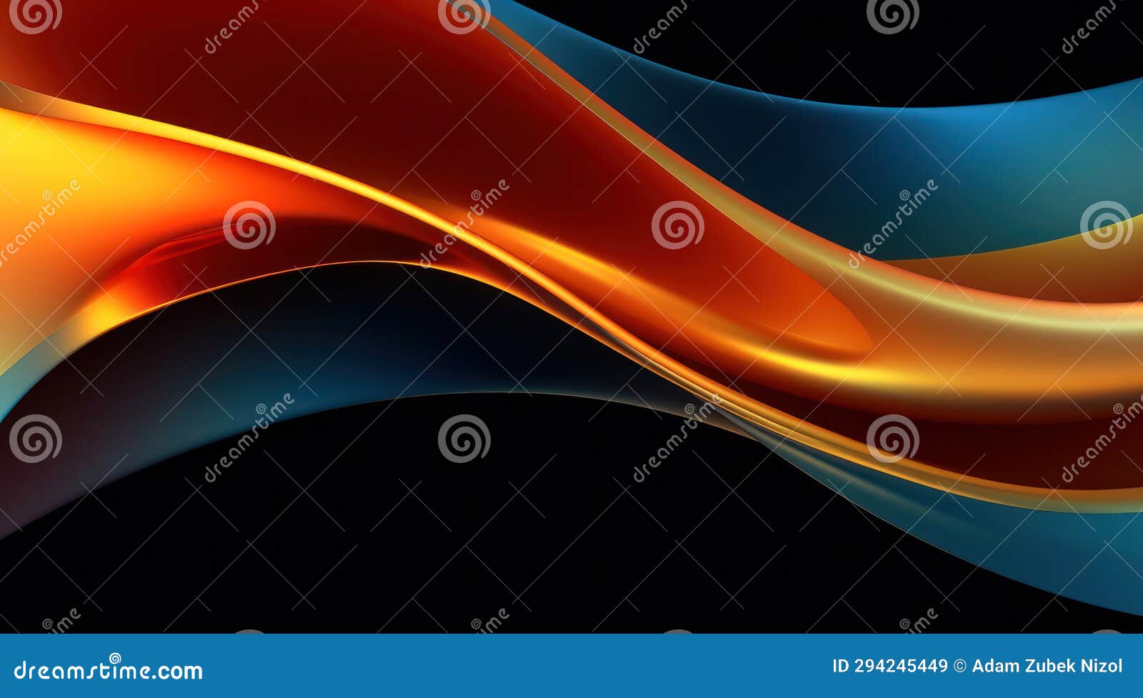 A Colorful Waves on a Black Background Stock Illustration ...