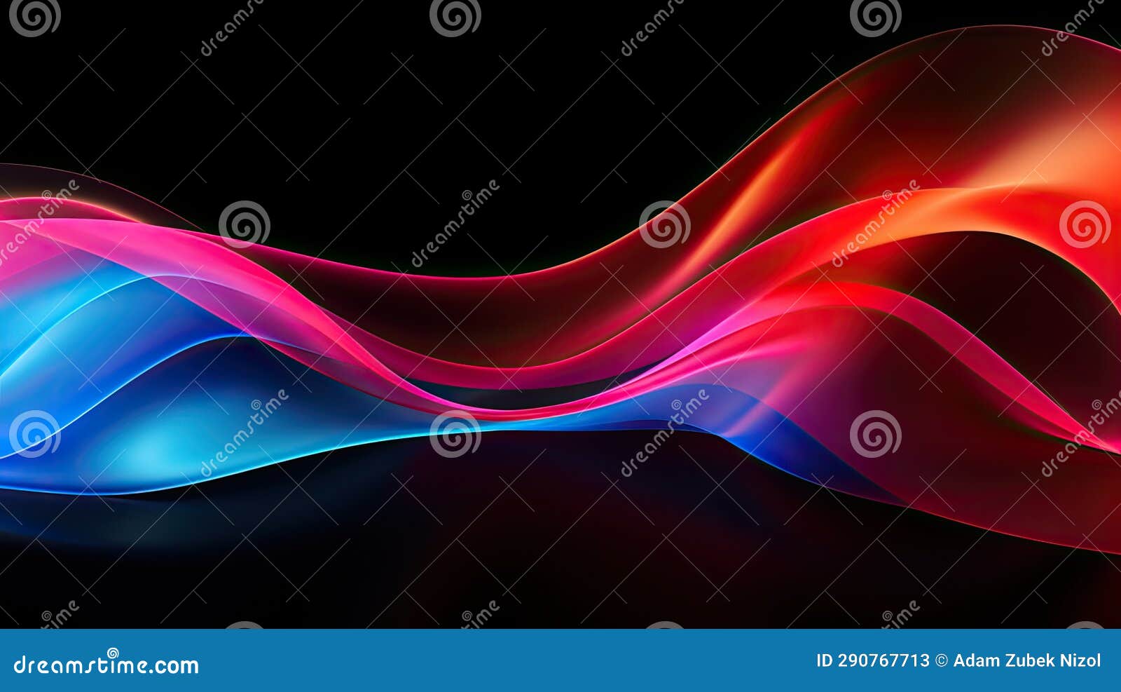 A Colorful Waves on a Black Background Stock Illustration ...
