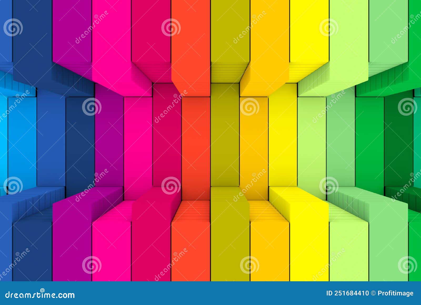 Colorful Waves Boxes Abstract Background 3D Stock Illustration ...