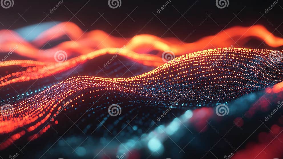 Colorful Waves of Light Oscillate in a Dark Environment, Creating a ...