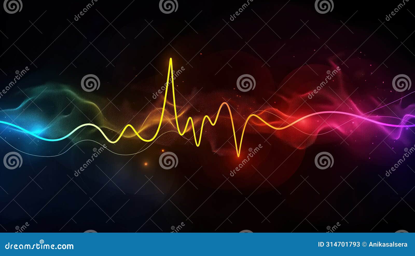 Colorful Waves Moving Through Dark Space. Electromagnetic Spectrum ...