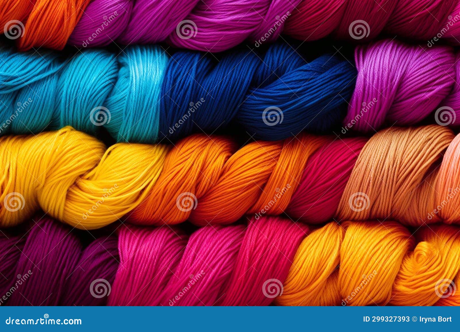 Colorful Waves of Yarn. Rainbow Threads Background Stock Image - Image ...