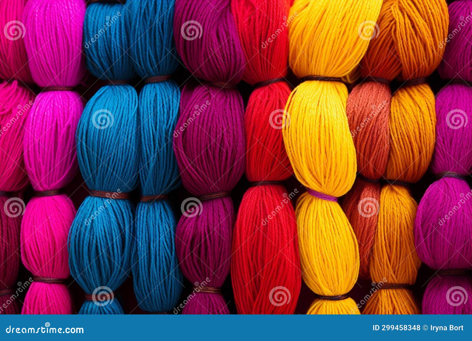 Colorful Waves of Yarn. Rainbow Threads Background Stock Illustration ...