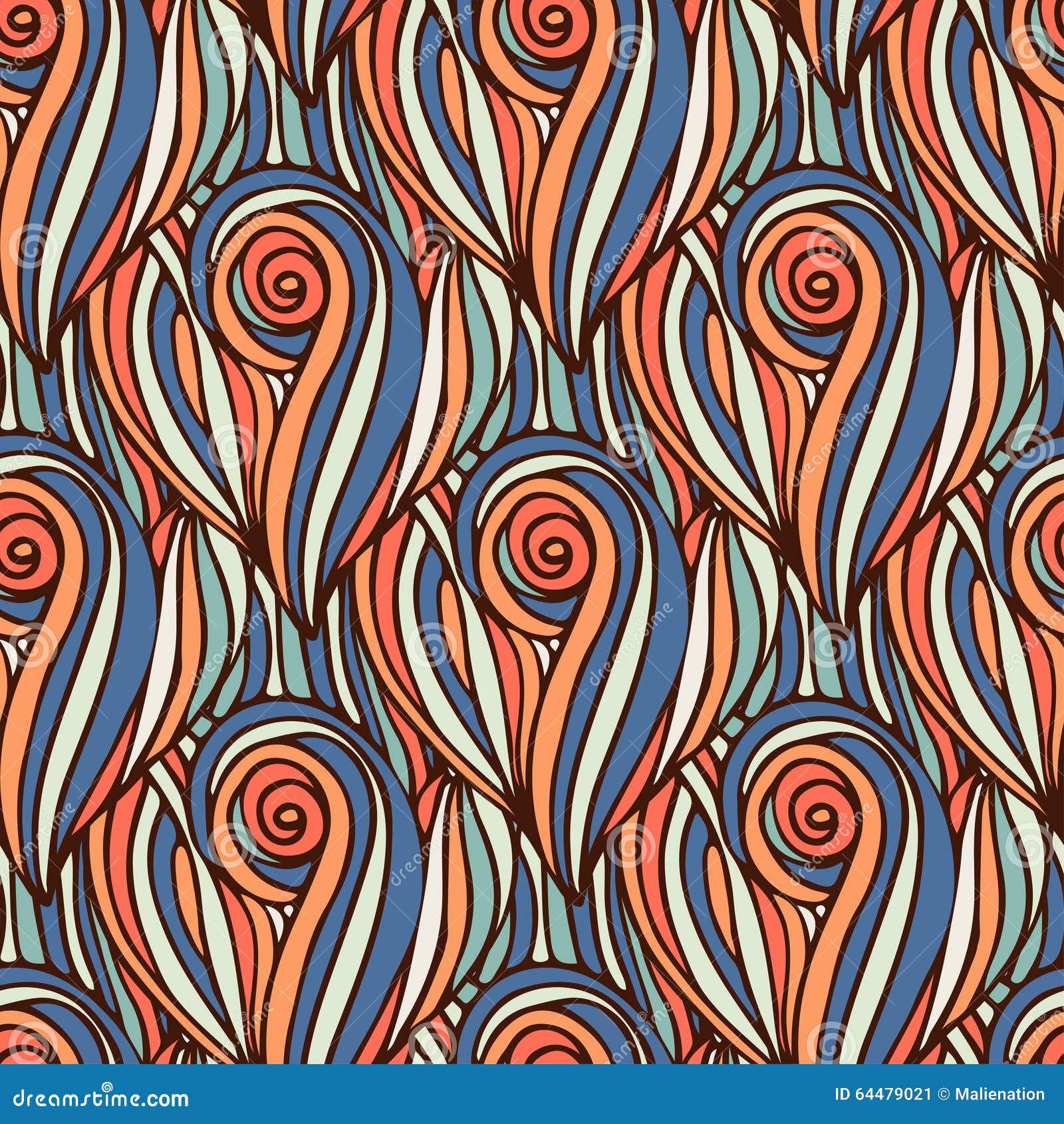 Colorful Wavy Background. Hand Drawn Waves Stock Vector - Illustration ...