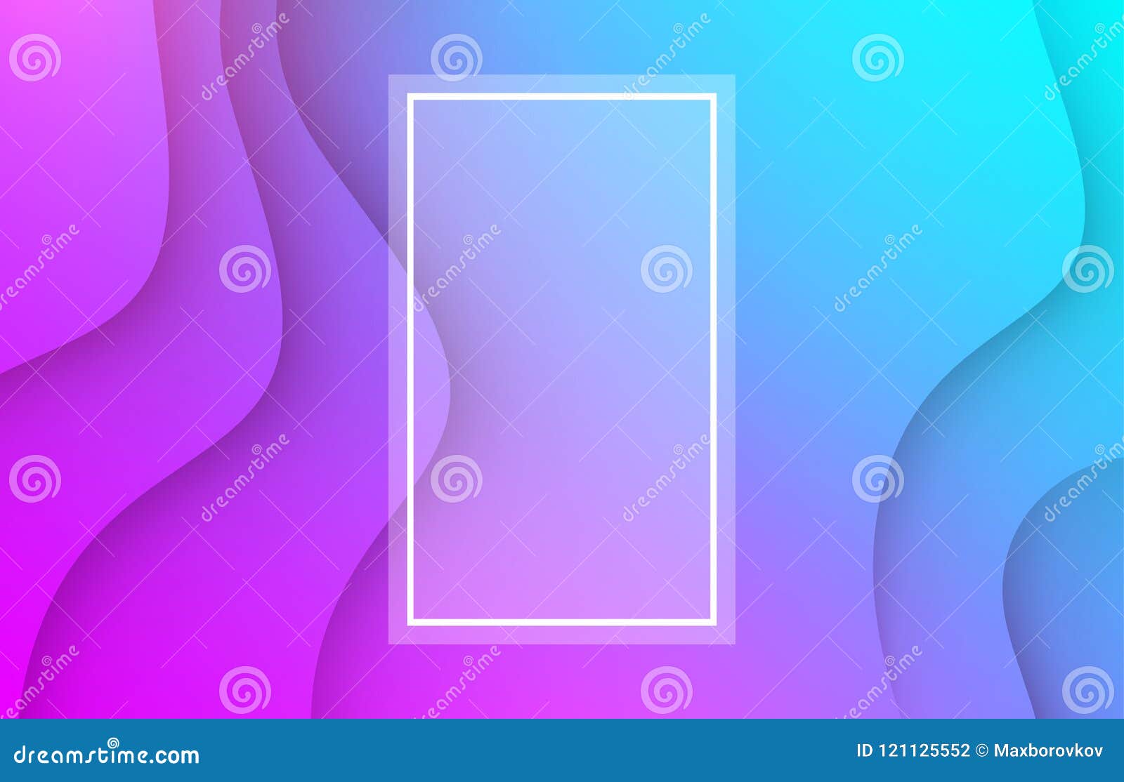 Colorful Wavy Background with White Frame. Stock Vector - Illustration ...