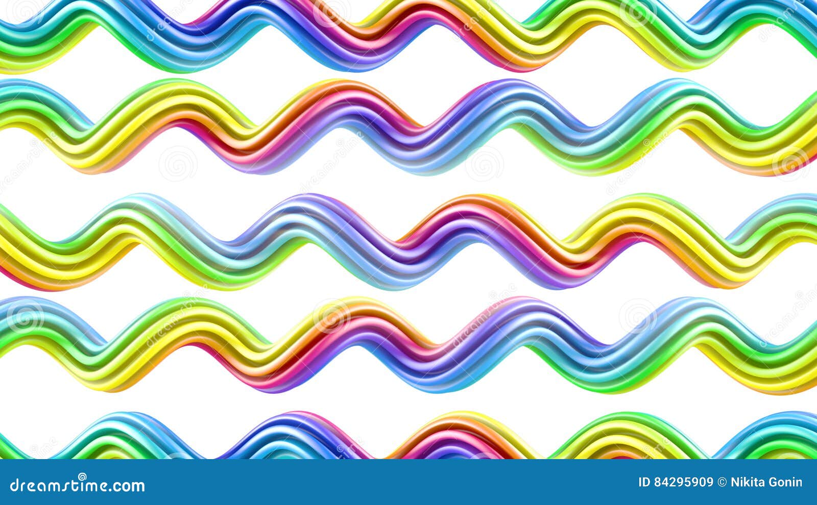 Colorful Wavy Curves on White 3D Render Stock Illustration ...
