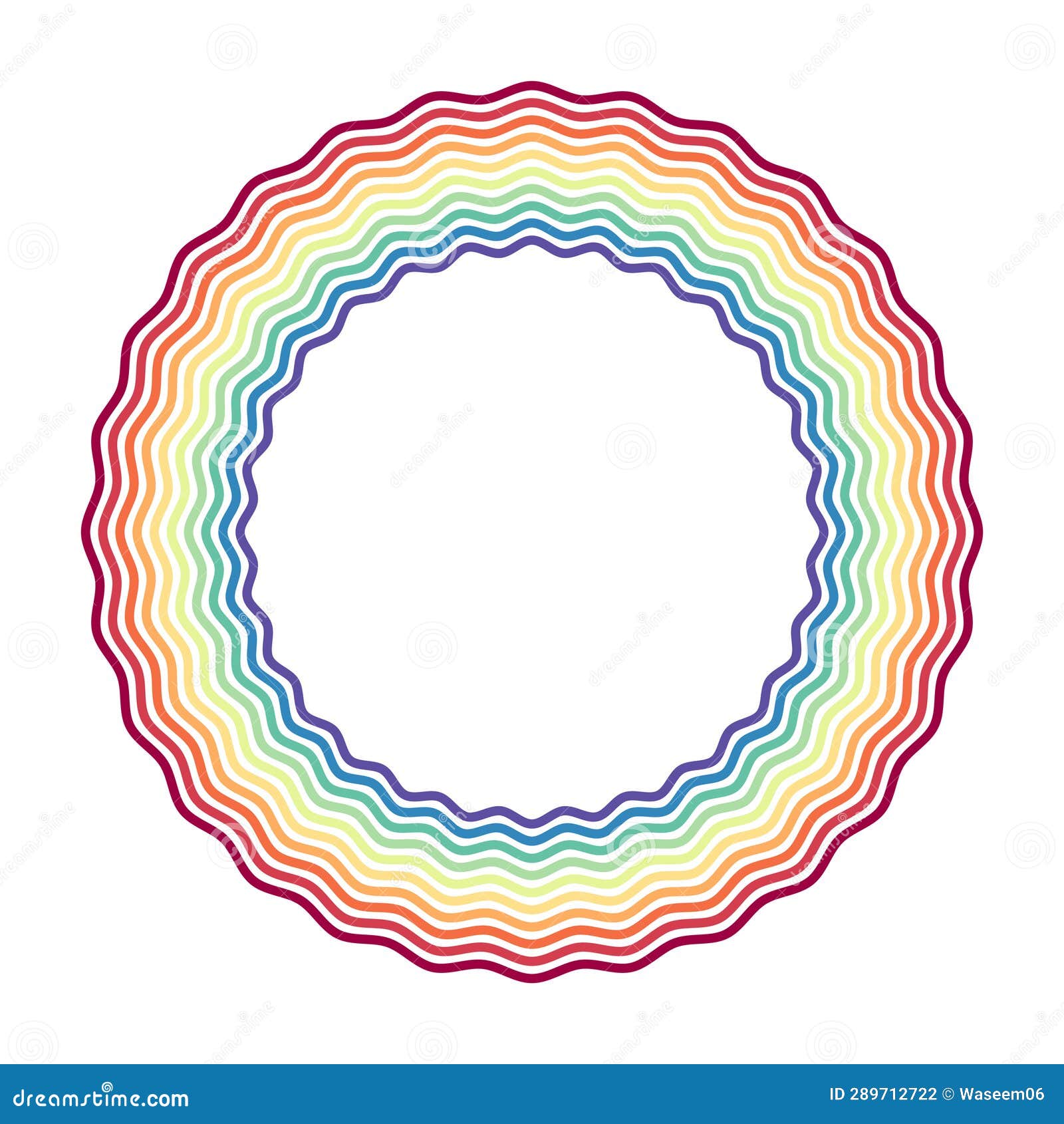 Colorful Wavy Distortion Serpentine Stripes Circles Frame Vector Stock ...