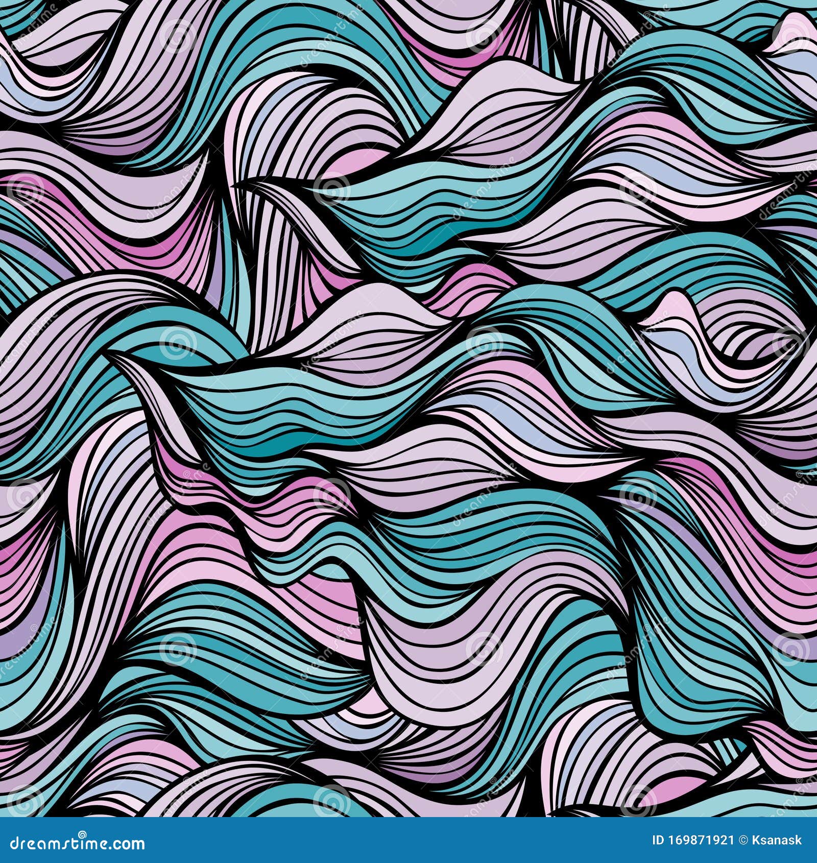 Streaming Waves Abstract Seamless Background. Stock Vector ...
