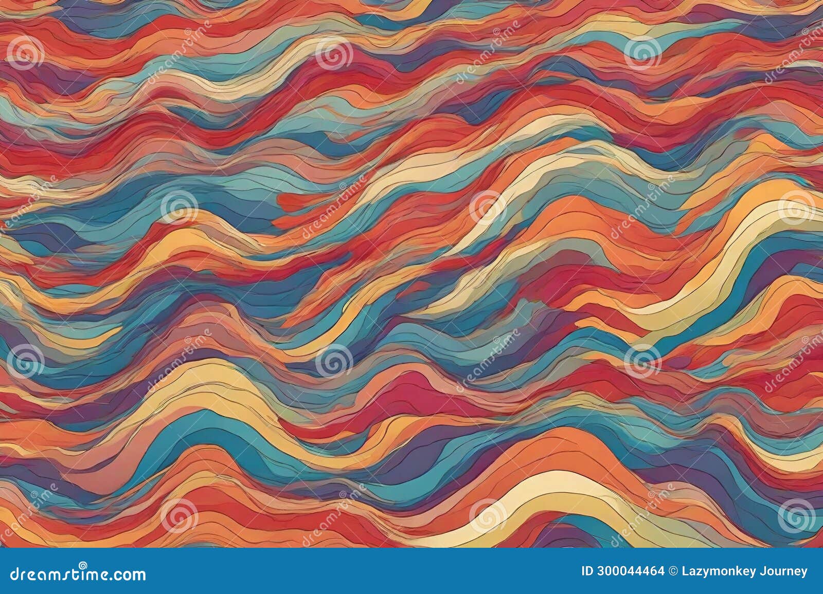 Colorful Wavy Stripes Pattern. Horizontal Curvy Lines Stock ...