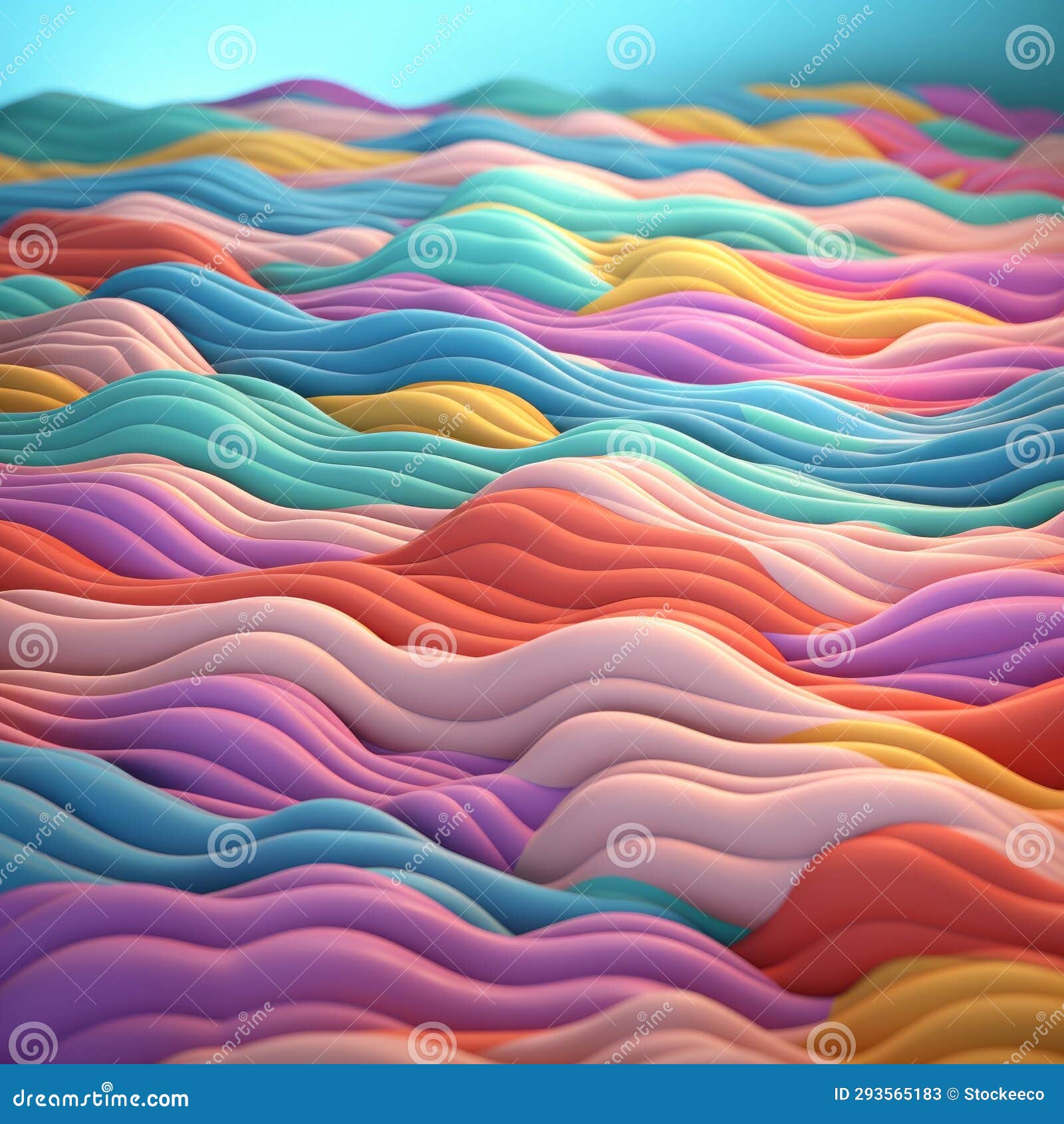 Colorful Wavy Surface Background Illustration with Surreal 3d ...