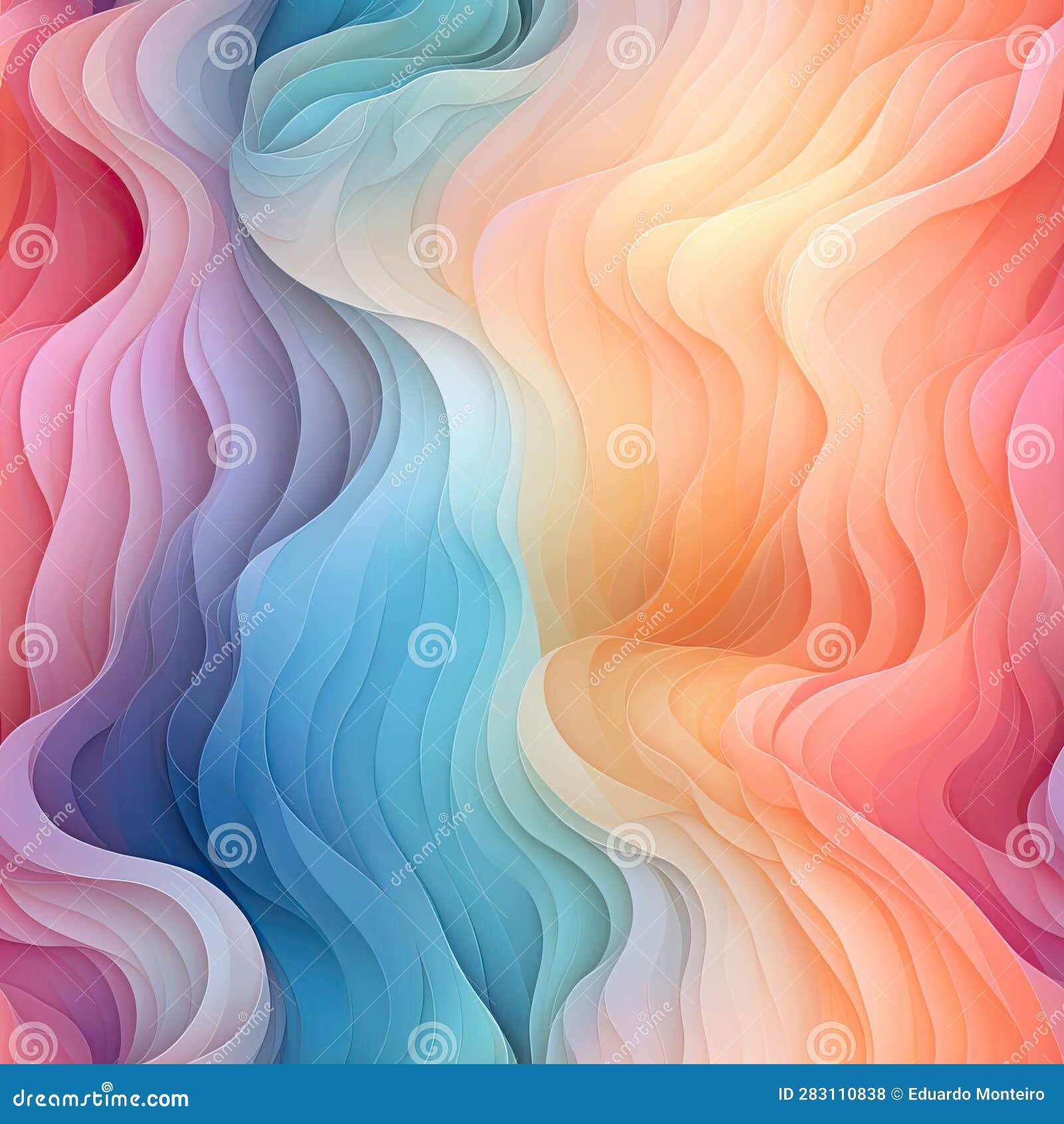 Colorful Wavy Wave Patterns in Soft Pastel Palette (tiled) Stock ...