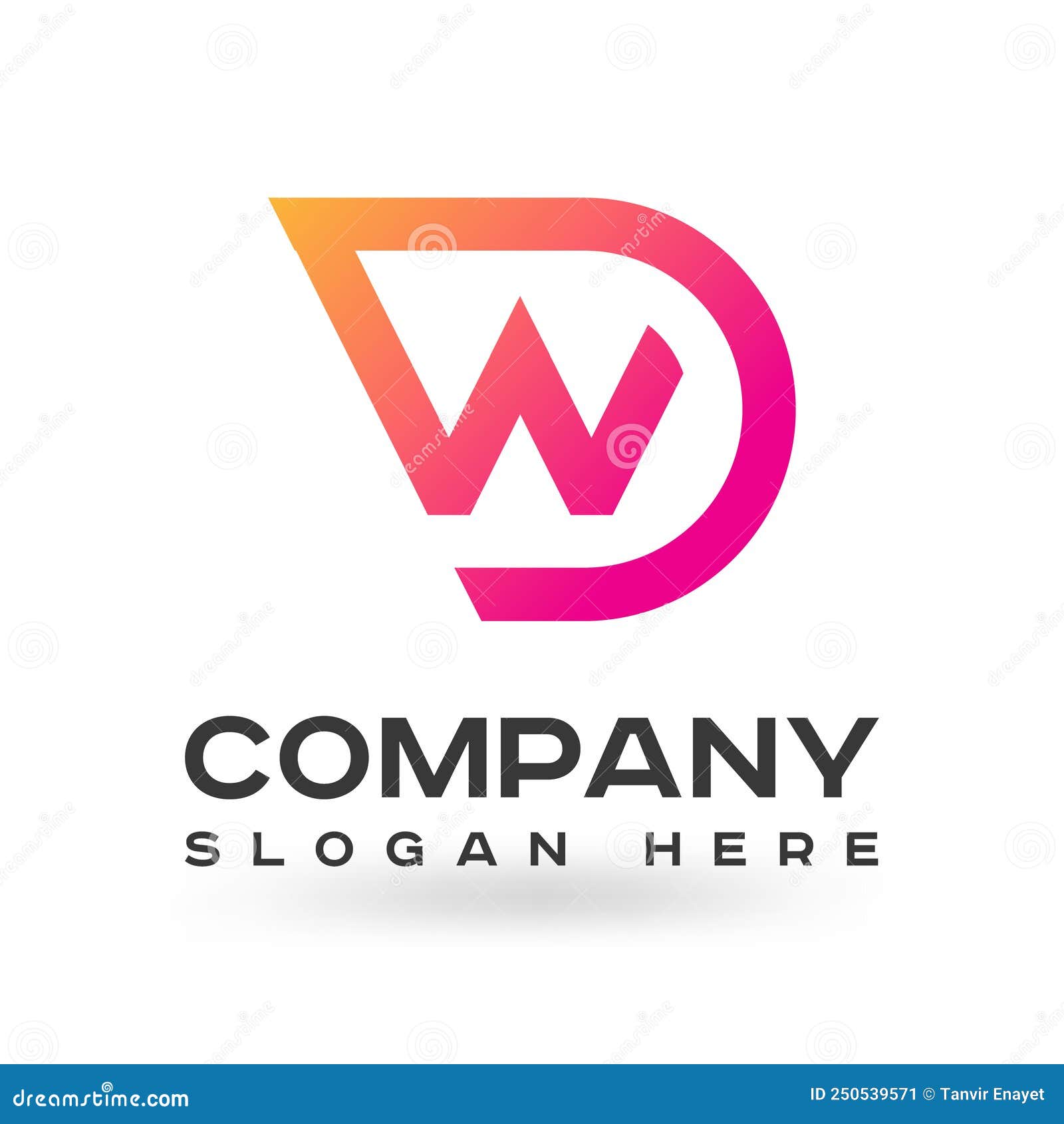 Colorful WD Letter Logo Design Vector Template Elements, Modern ...