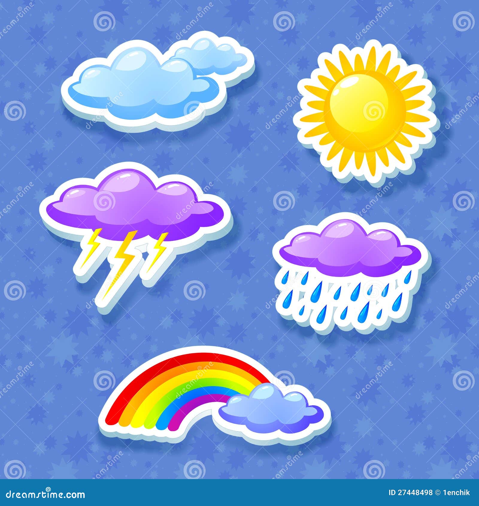 Colorful weather icon set stock vector. Illustration of snow - 27448498