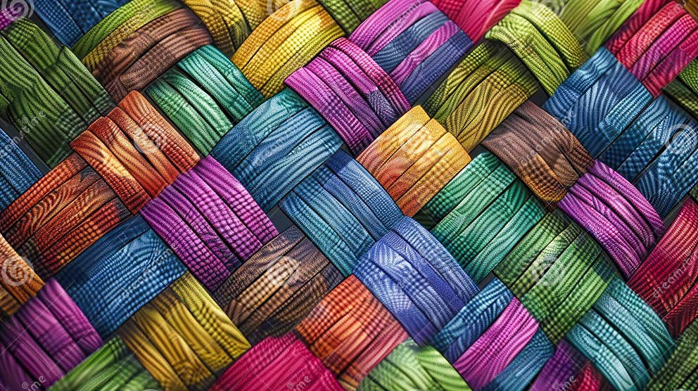 Colorful Weave Seamless Pattern. Interlacing Bands, Thin Texture ...