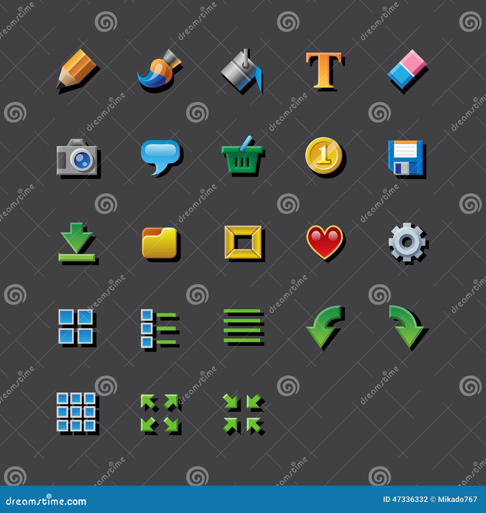 Colorful Web App Graphic Editor Tools Icons Stock Vector - Illustration ...