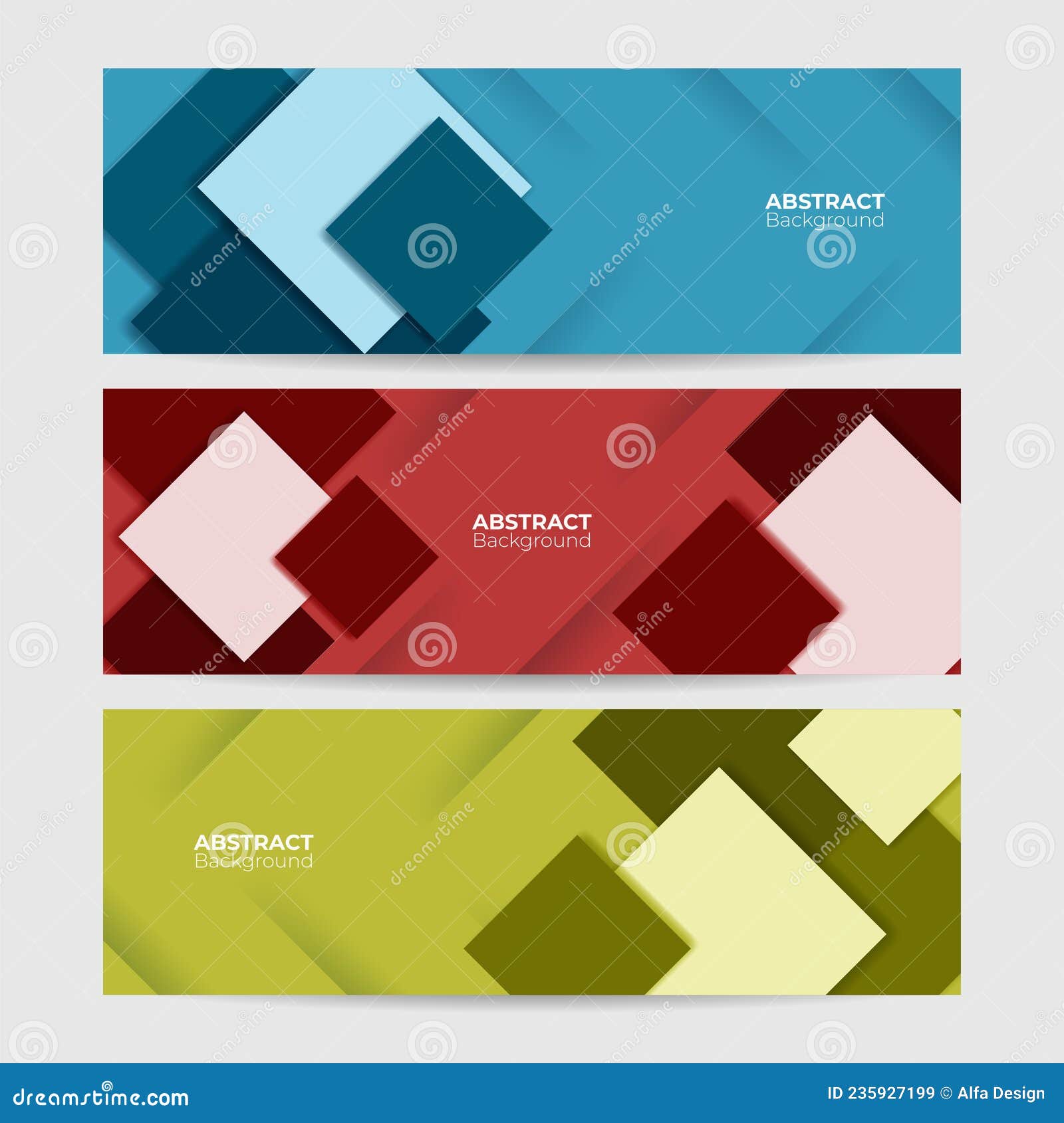 Colorful Web Banner with Push Button. Collection of Horizontal ...