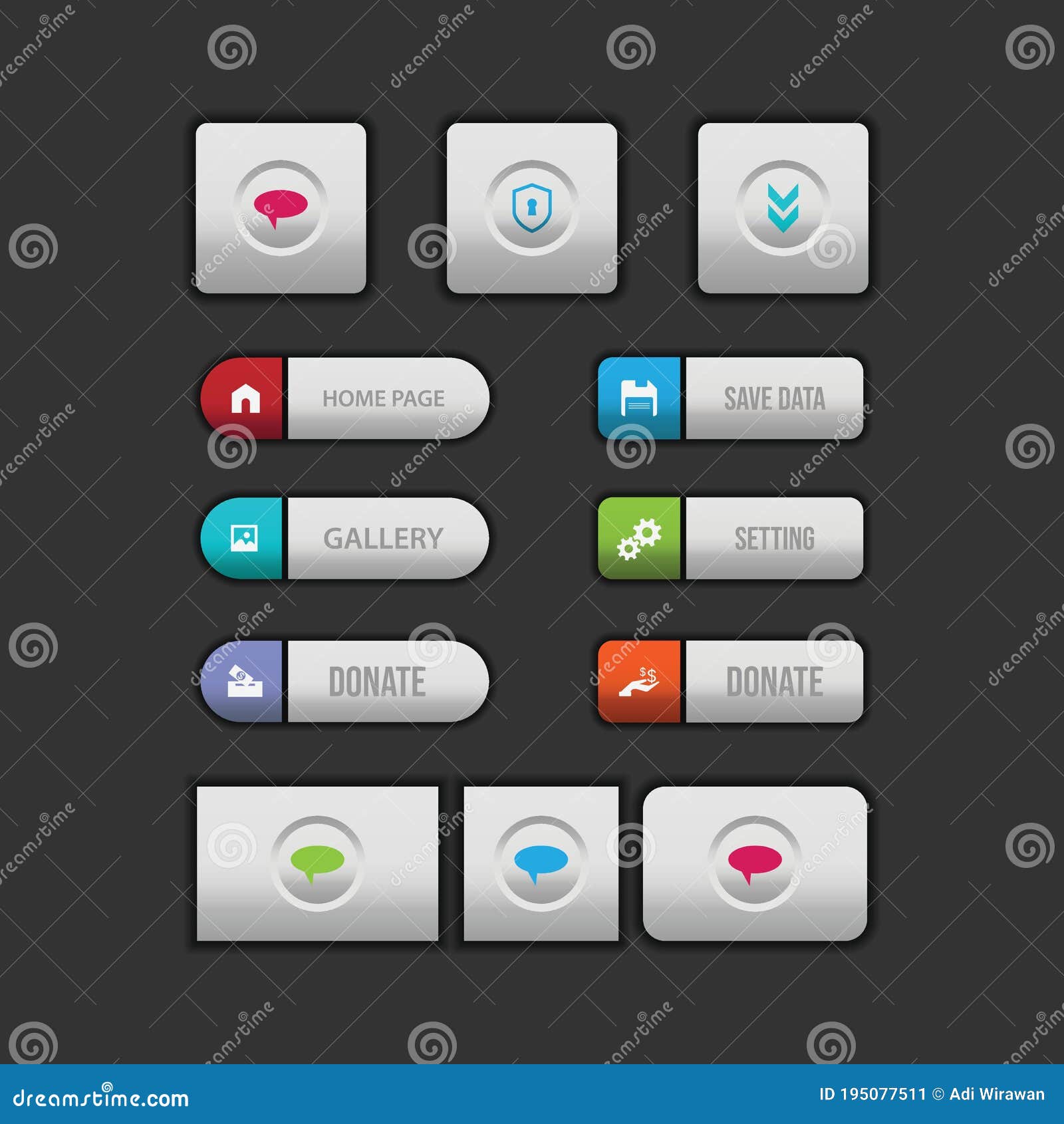 Colorful Web Button on a Dark Background Stock Vector - Illustration of ...