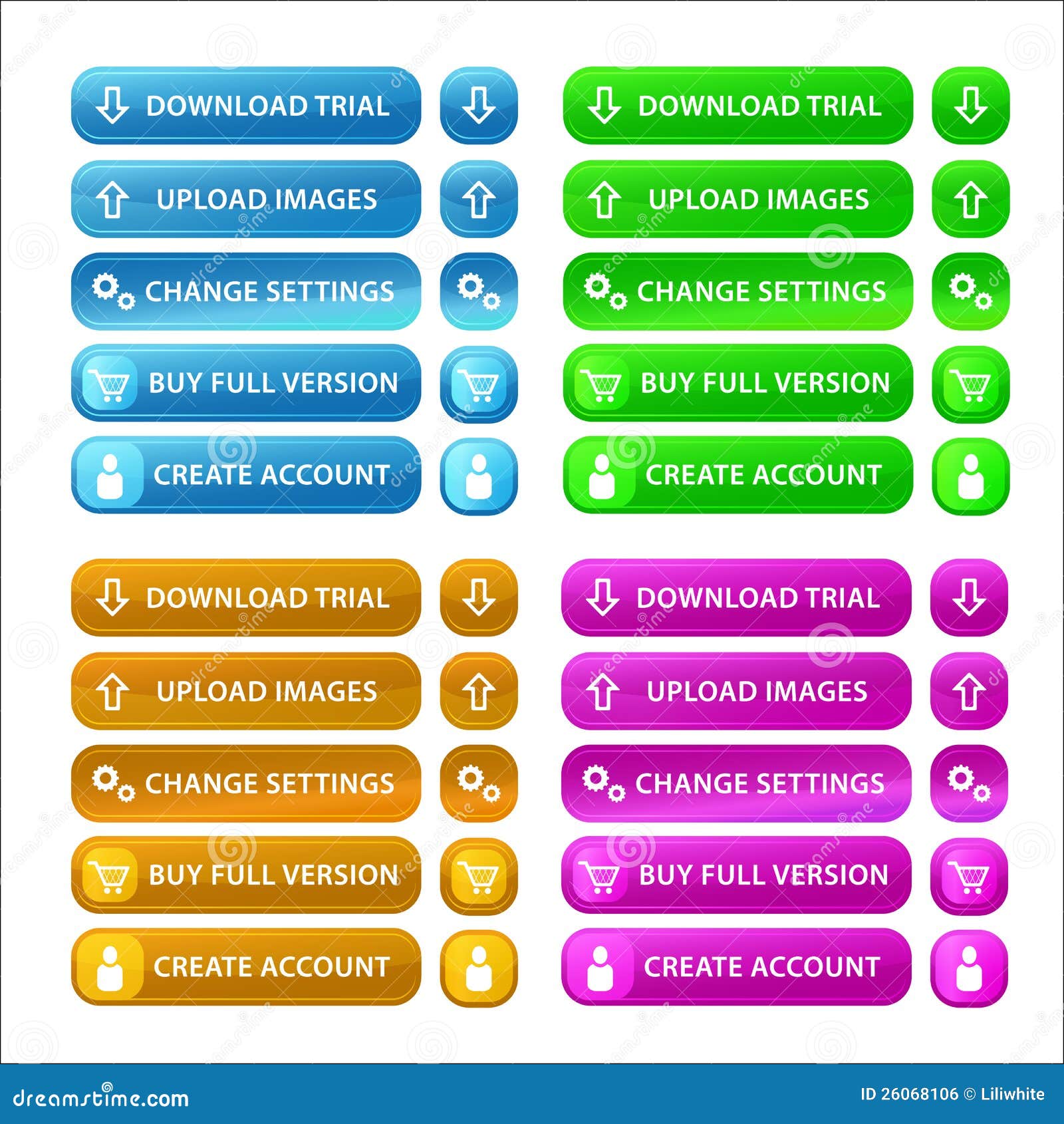 Colorful Web Buttons Set stock vector. Illustration of purple - 26068106