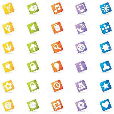 Colorful Web Icons (Vector) Stock Vector - Illustration of icon, film ...
