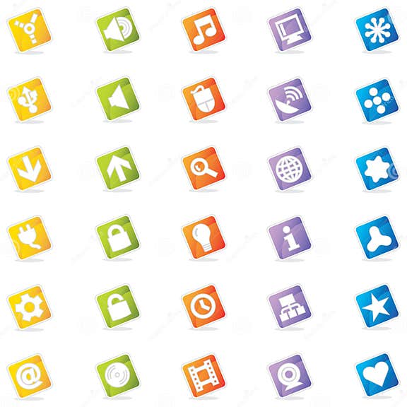 Colorful Web Icons (Vector) Stock Vector - Illustration of icon, film ...