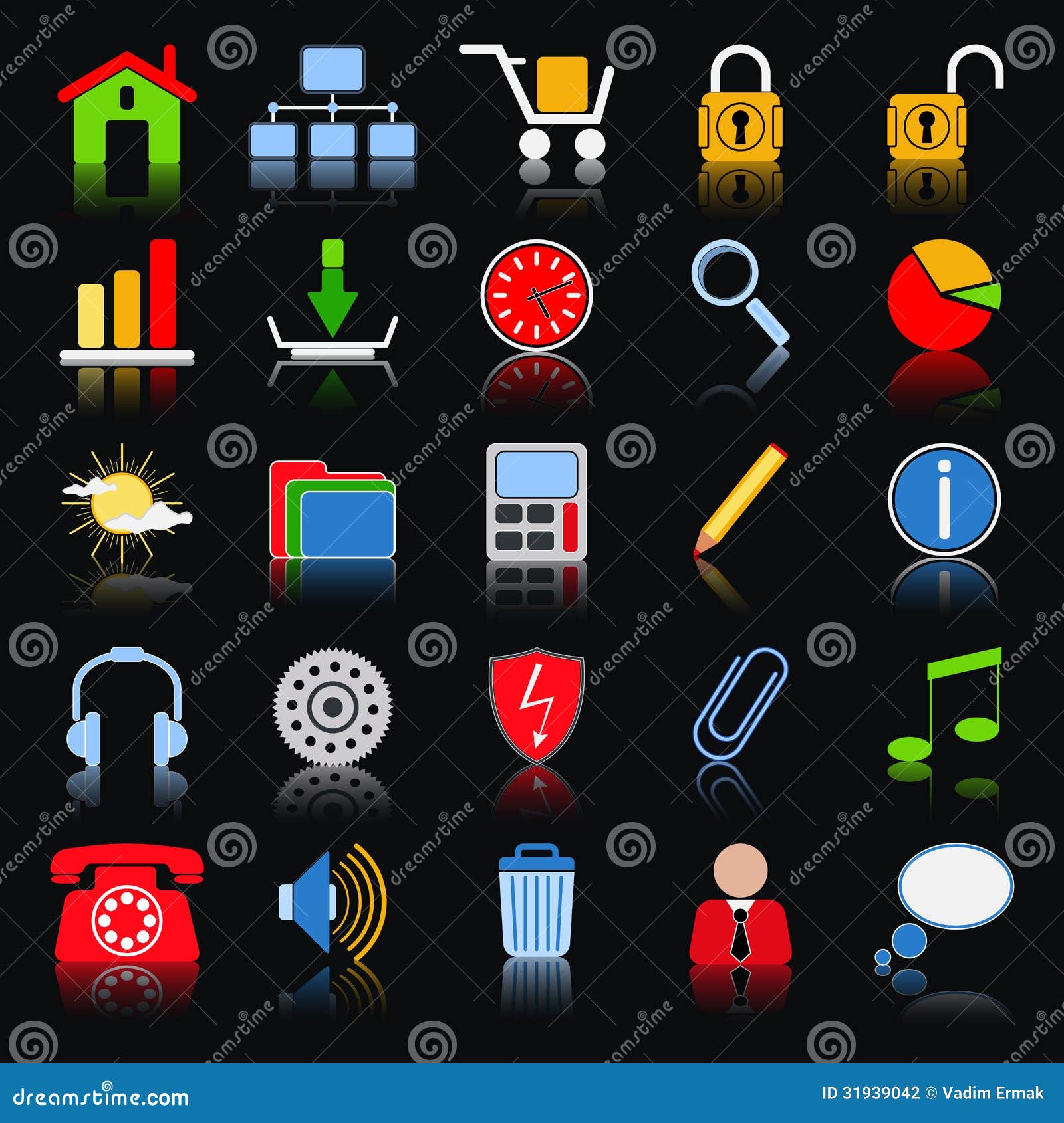 Colorful web icons stock vector. Illustration of gear - 31939042