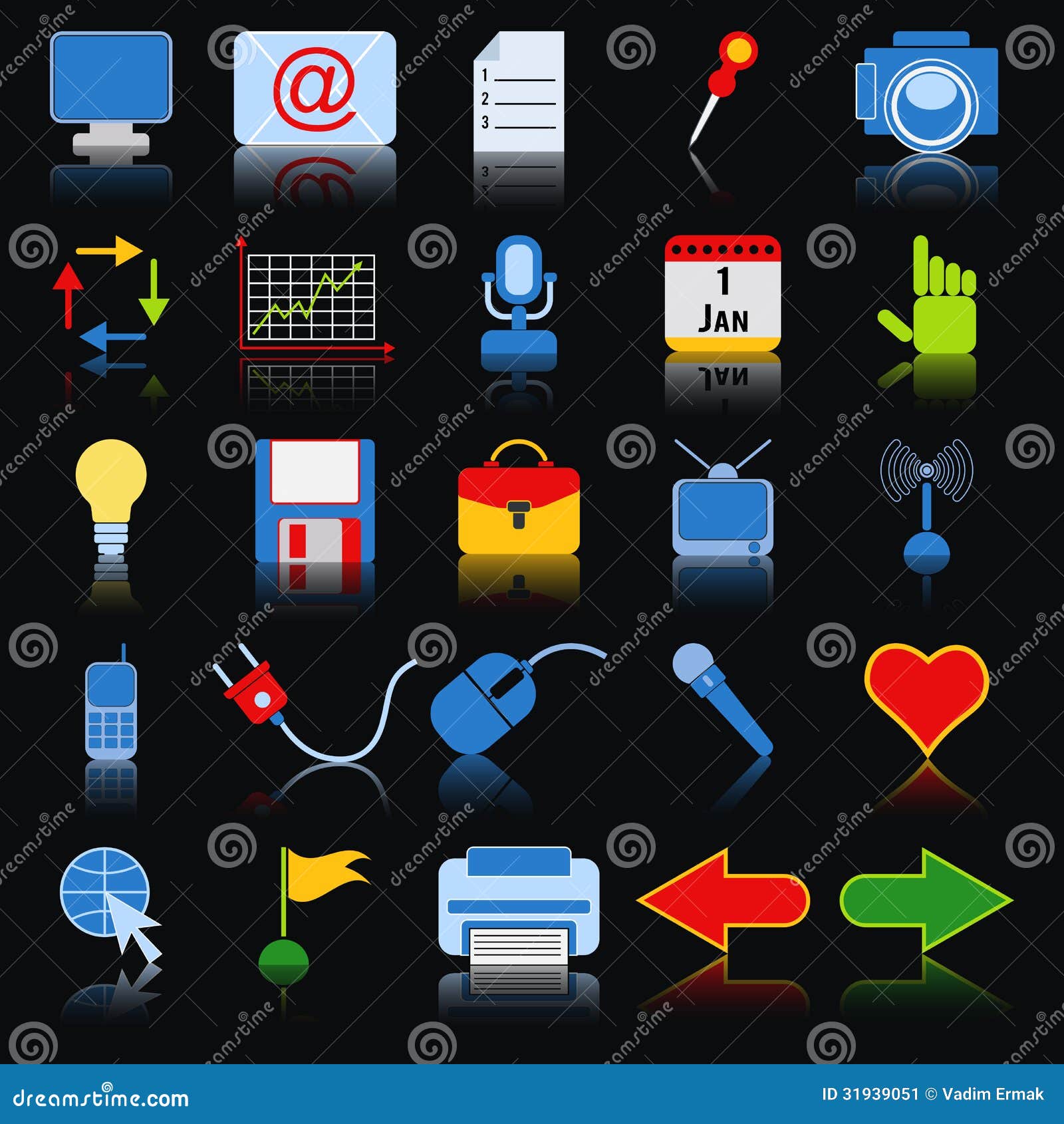 Colorful web icons stock vector. Illustration of data - 31939051