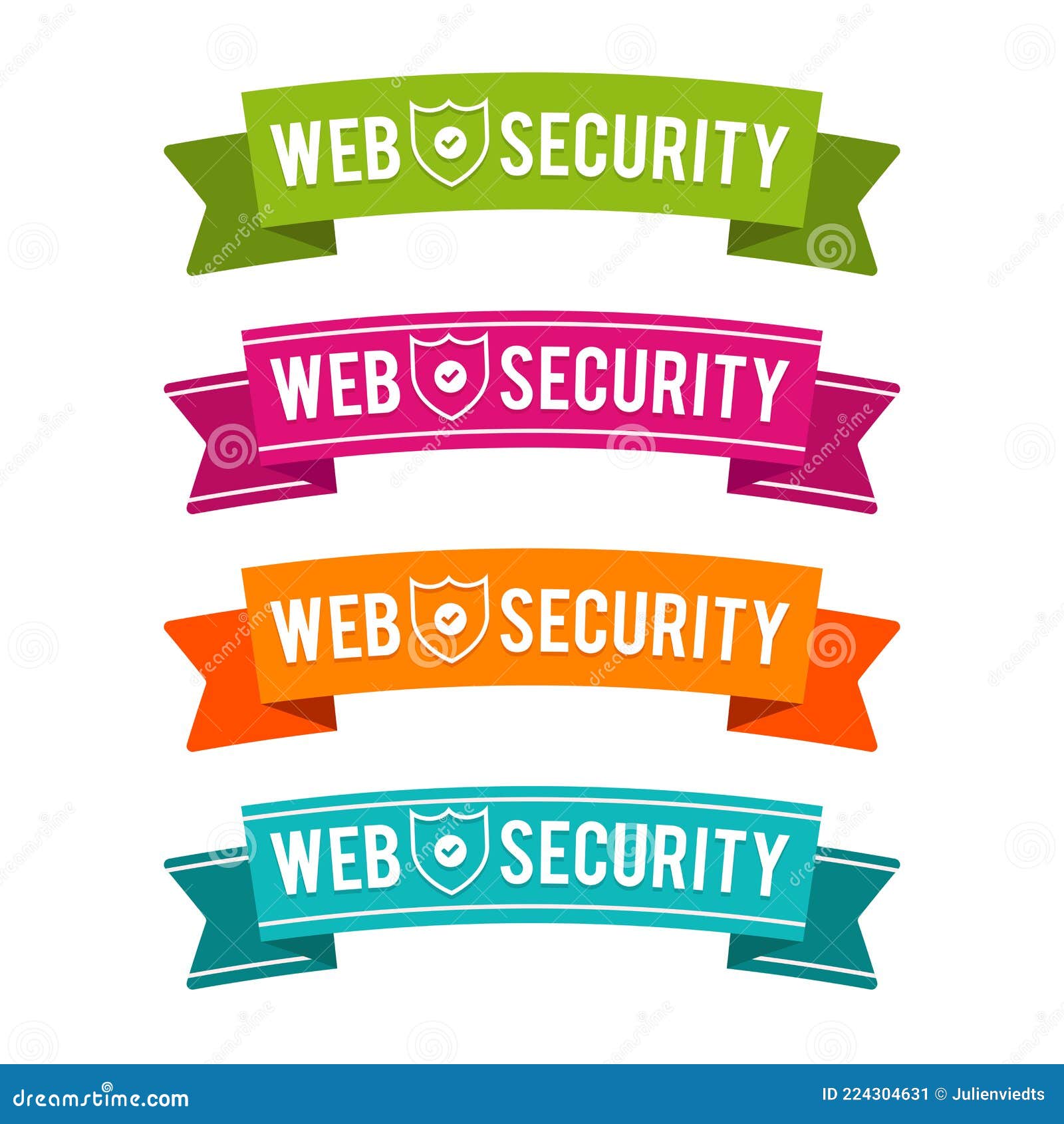 Colorful Web Security Ribbons on White Background Stock Illustration ...